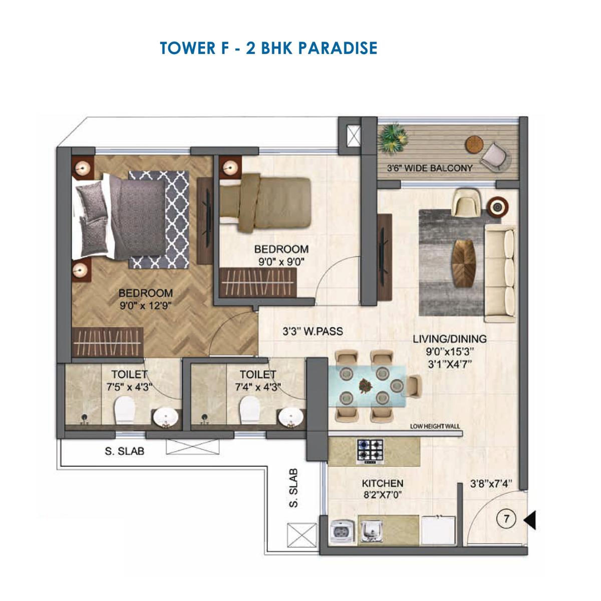 Runwal Enchanted Lands End at kolshet Thane West. 1, 2 & 3 BHK @ 59 lacs*