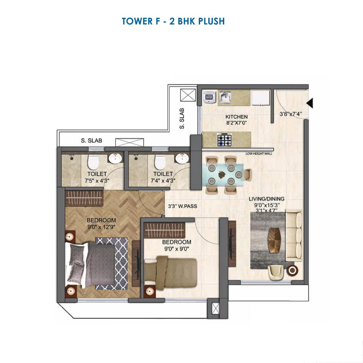 Runwal Enchanted Lands End at kolshet Thane West. 1, 2 & 3 BHK @ 59 lacs*